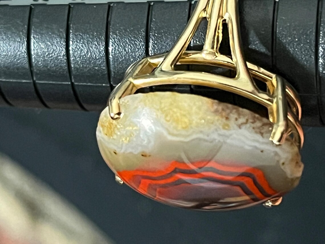 14 K, Rare Kentucky Agate Ring, Size 9, Red, Black, Translucent ...