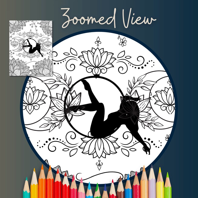 Aerial Arts Coloring Page for Adults, Circus, Lyra, Aerial Hoop ...