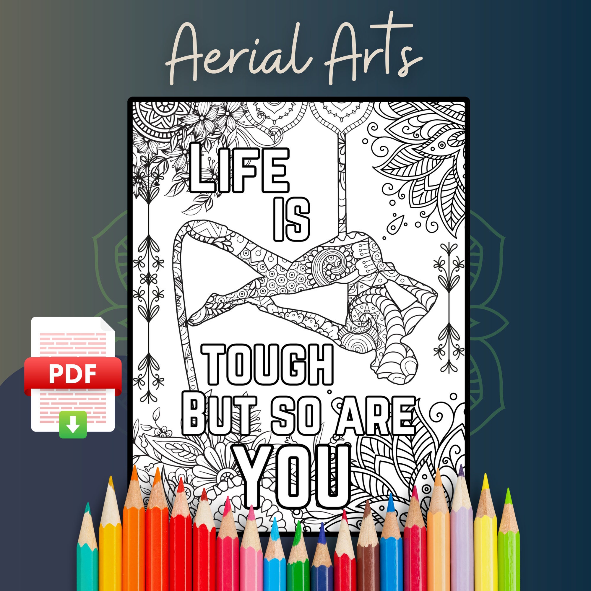 Aerial Arts Coloring Page for Adults, Teens, Circus, Aerial Rope ...
