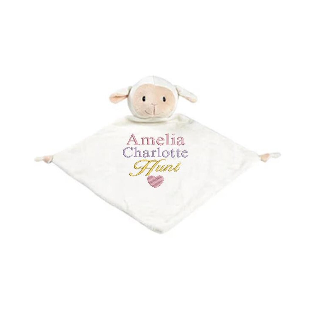Embroidered Lamb Comforter: Personalized Plush Baby Lovey - Etsy