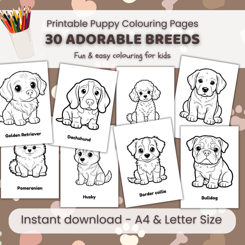 Dog Breeds Coloring Book - Etsy