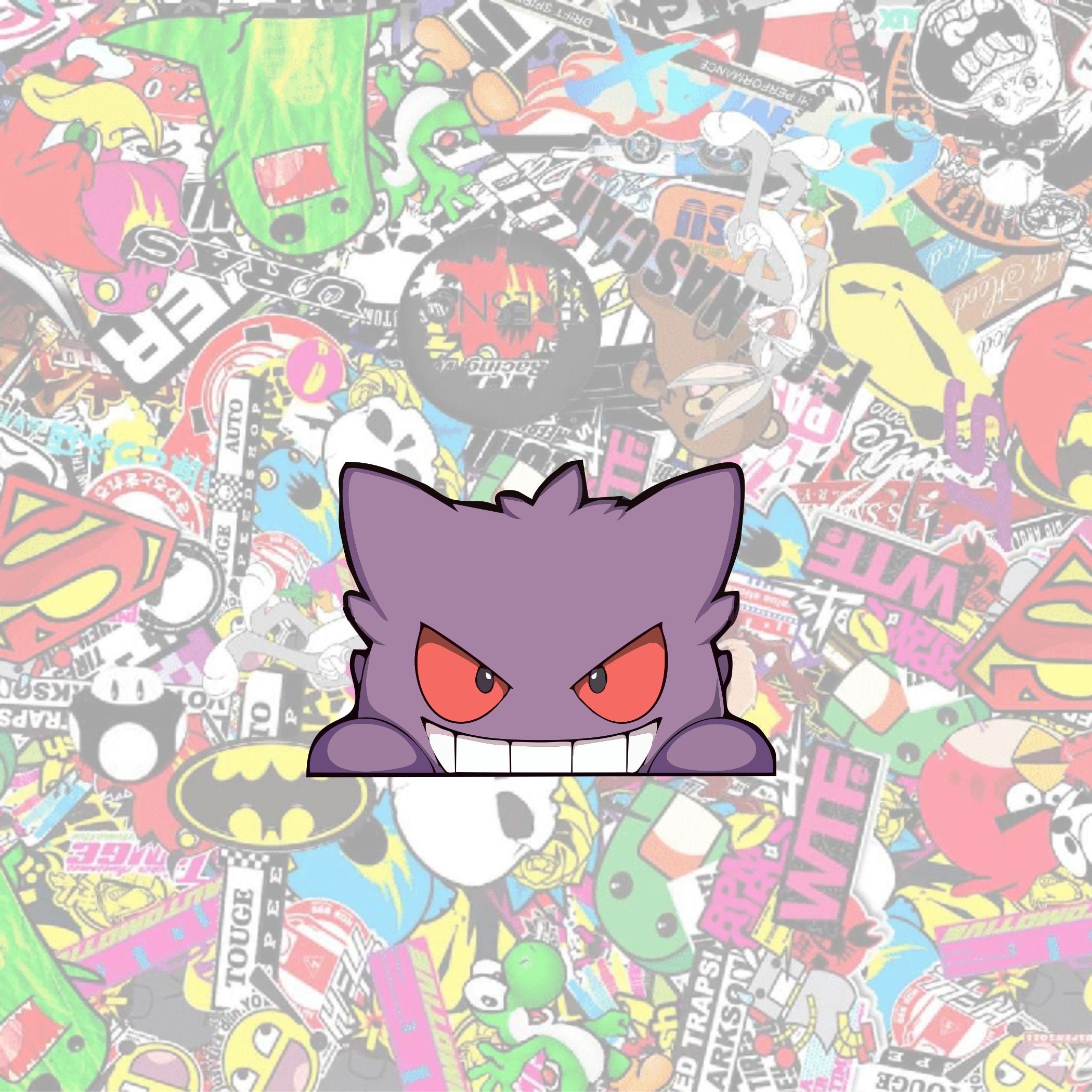 Cute Gengar Peeker Peeking Ghost Pokemon Funny Characters Car Decals ...