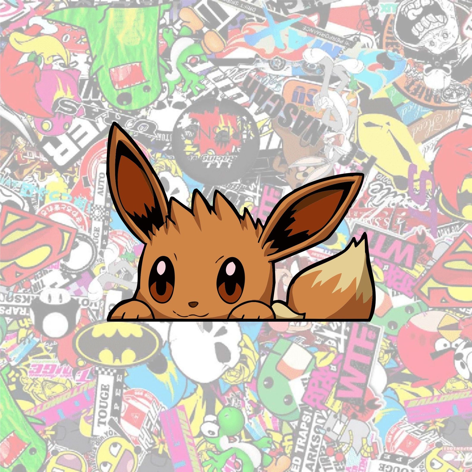 Eevee Peeker Peeking Pokemon Cute Fox Characters Car Decals MacBook ...