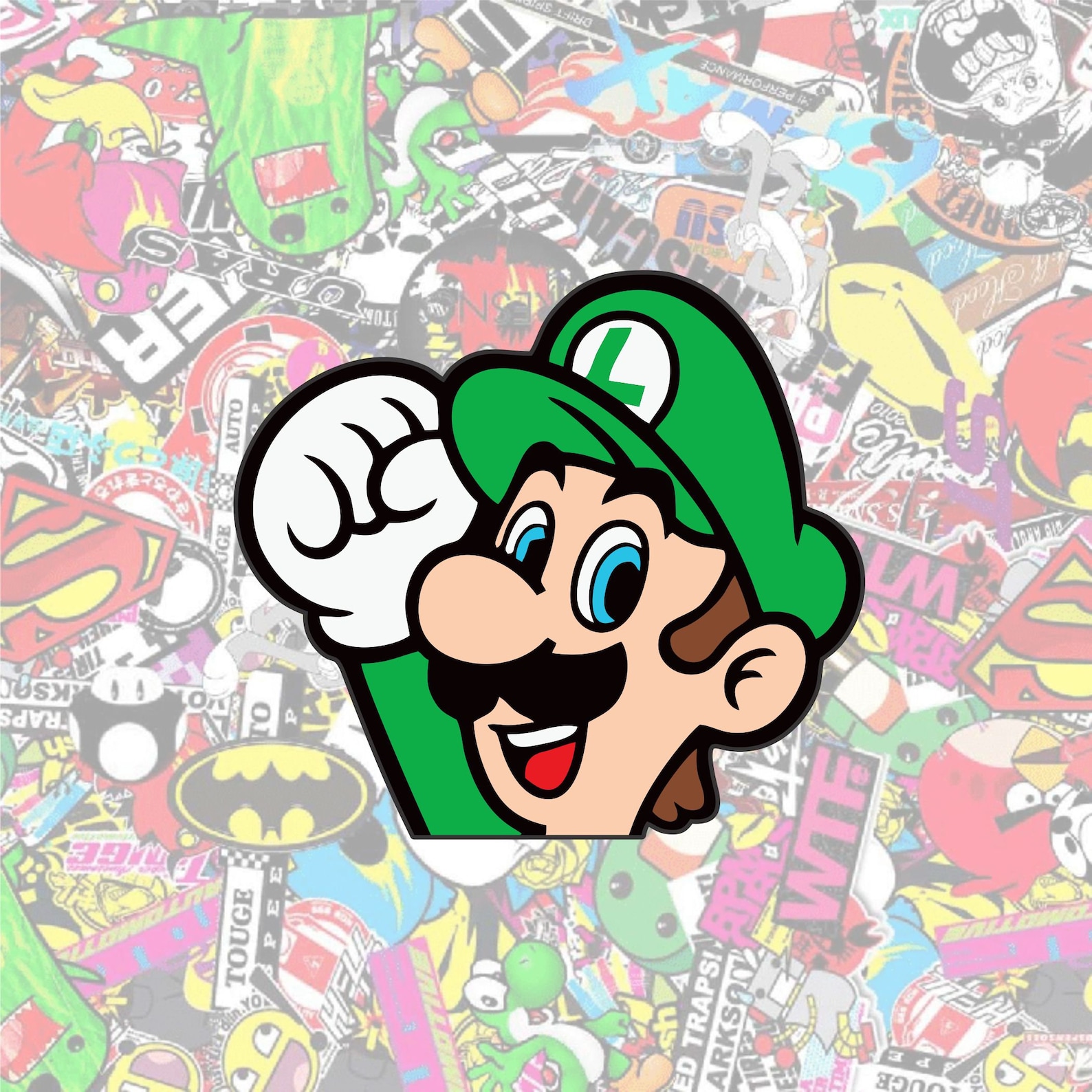 Luigi Peeker Peeking Super Mario Bros Vide Game Characters Car Decals ...