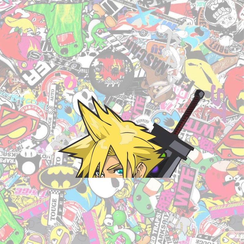 Cloud Peeker Peeking Final Fantasy Car Decals PS1 Classic Video Games ...