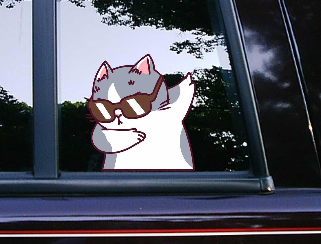 Kitty Cat Dabbing Dab Peeker Peeking Car Decals Funny Stickers Kitty ...