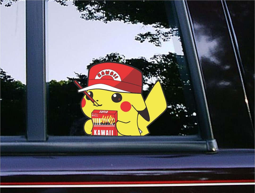 Kawaii Pikachu Eating Peeker Peeking Pokemon Car Decals Laptop Custom ...