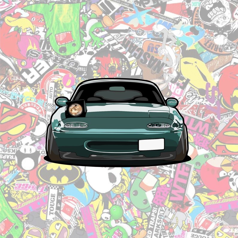 Miata Wink Car Decals MacBook Laptop Custom Stickers Tablet Journals ...