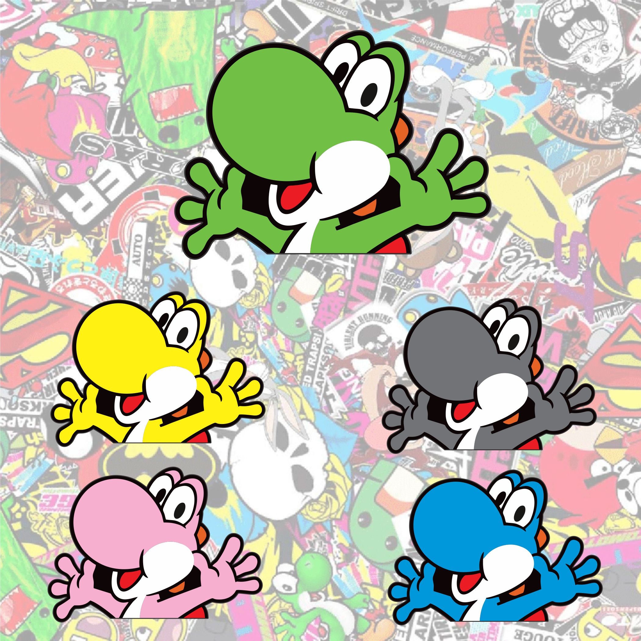 Yoshi Peeking Peeker Car Decals Choose Your Color Super Mario Bros ...