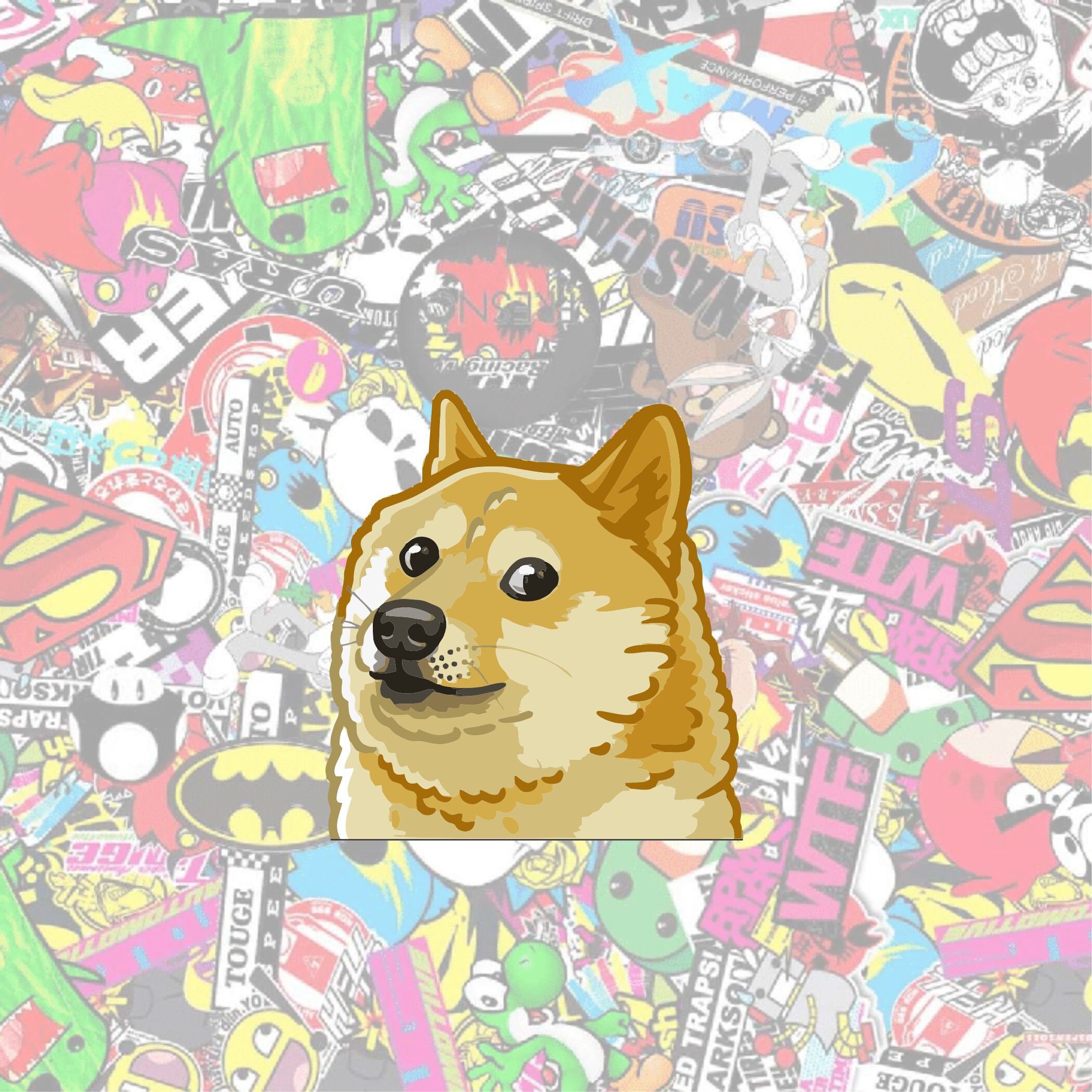 Shiba Doge Meme Peeker Peeking Car Decals Funny Stickers Laptops Mug ...