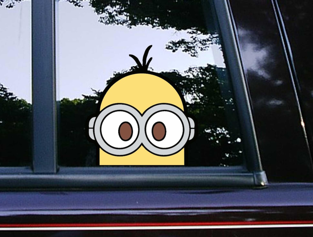 Minion Peek Peeker Peeking Cartoon Cute Characters Car Decals Laptop ...