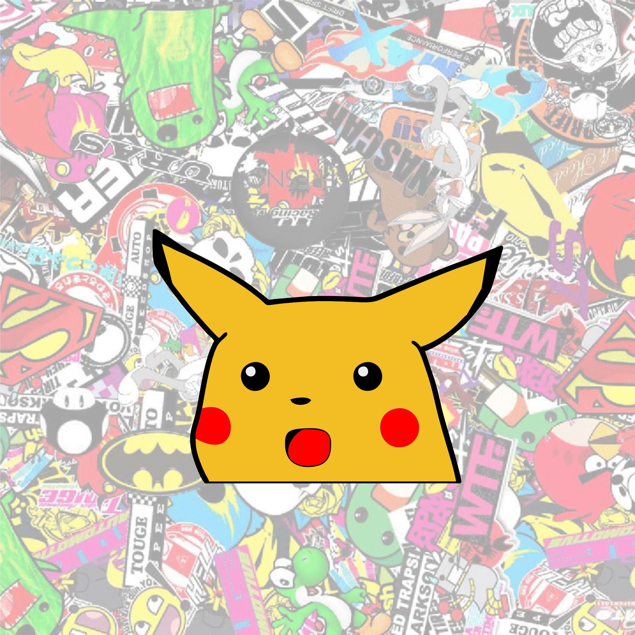 Pikachu Concern Suprize Meme Peeker Peeking Pokemon Car Decals MacBook ...