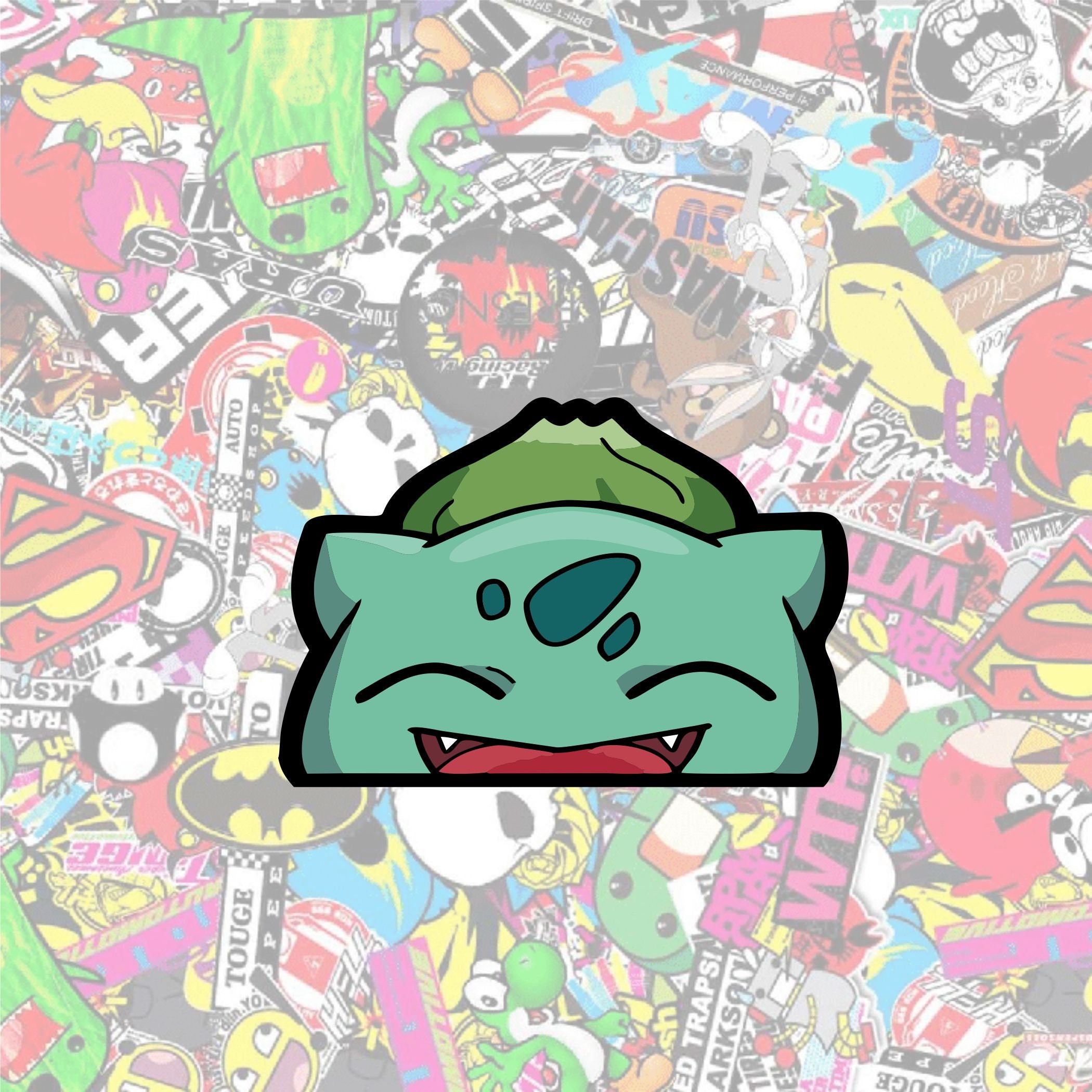 Bulbasaur Smile Peeker Peeking Pokemon Car Decals Tumblers iPad Anime ...