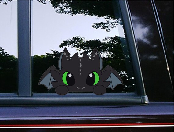 Cute Black Dragon Peeker Peeking Training Dragons Classic Cartoon Car Decals Green Eyes Laptop iPad Vinyl Stickers Etsy UK
