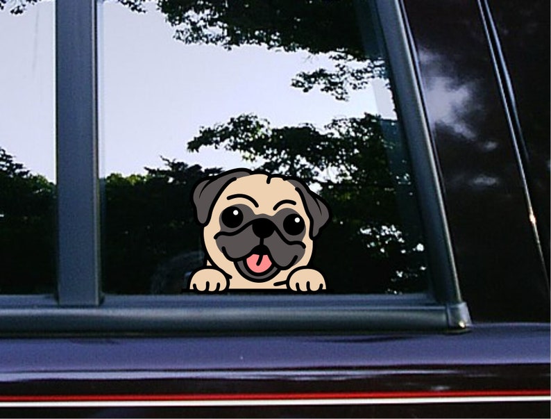 Fawn Pug Peeking Pug Life Puppy Dog Stickers Fun Syickers Car Decals ...