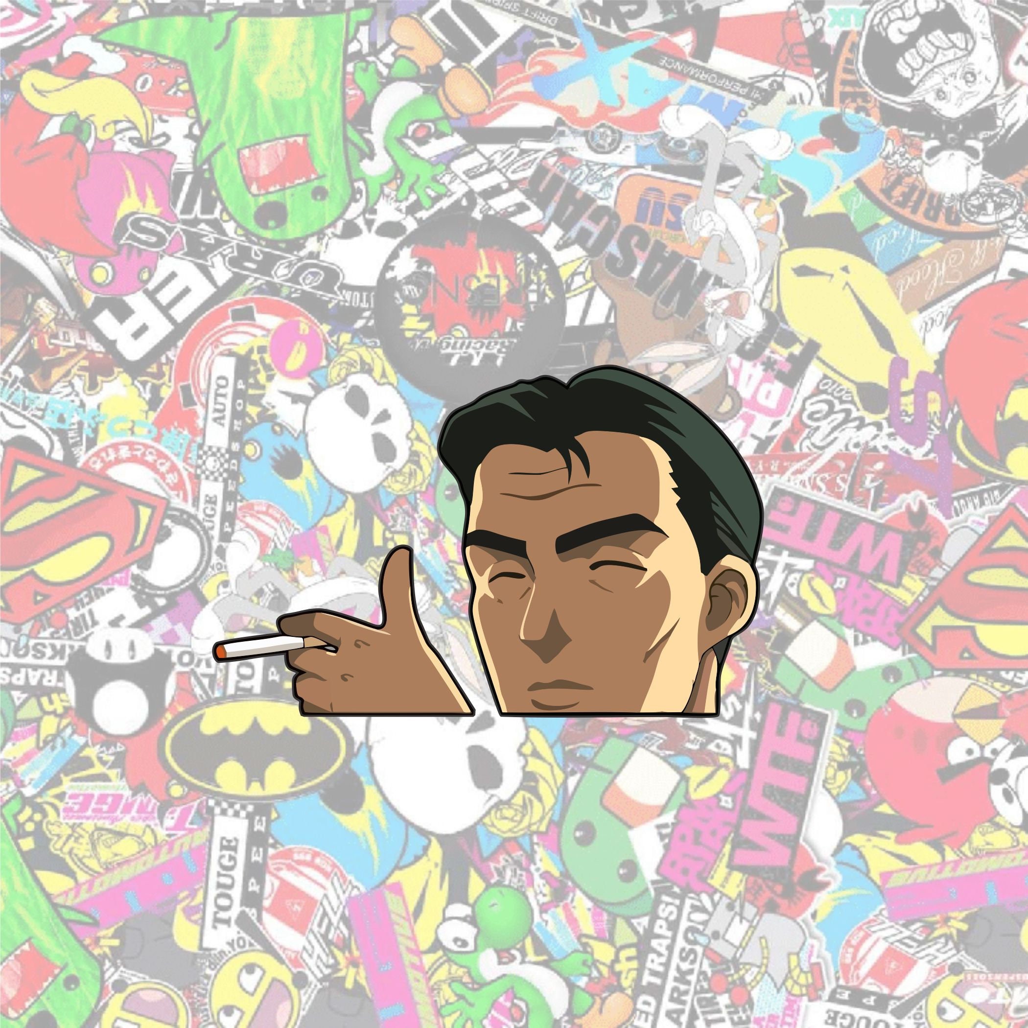 Bunta Smoking Peeker Peeking Initial D Car Decals AE86 MacBook Custom ...