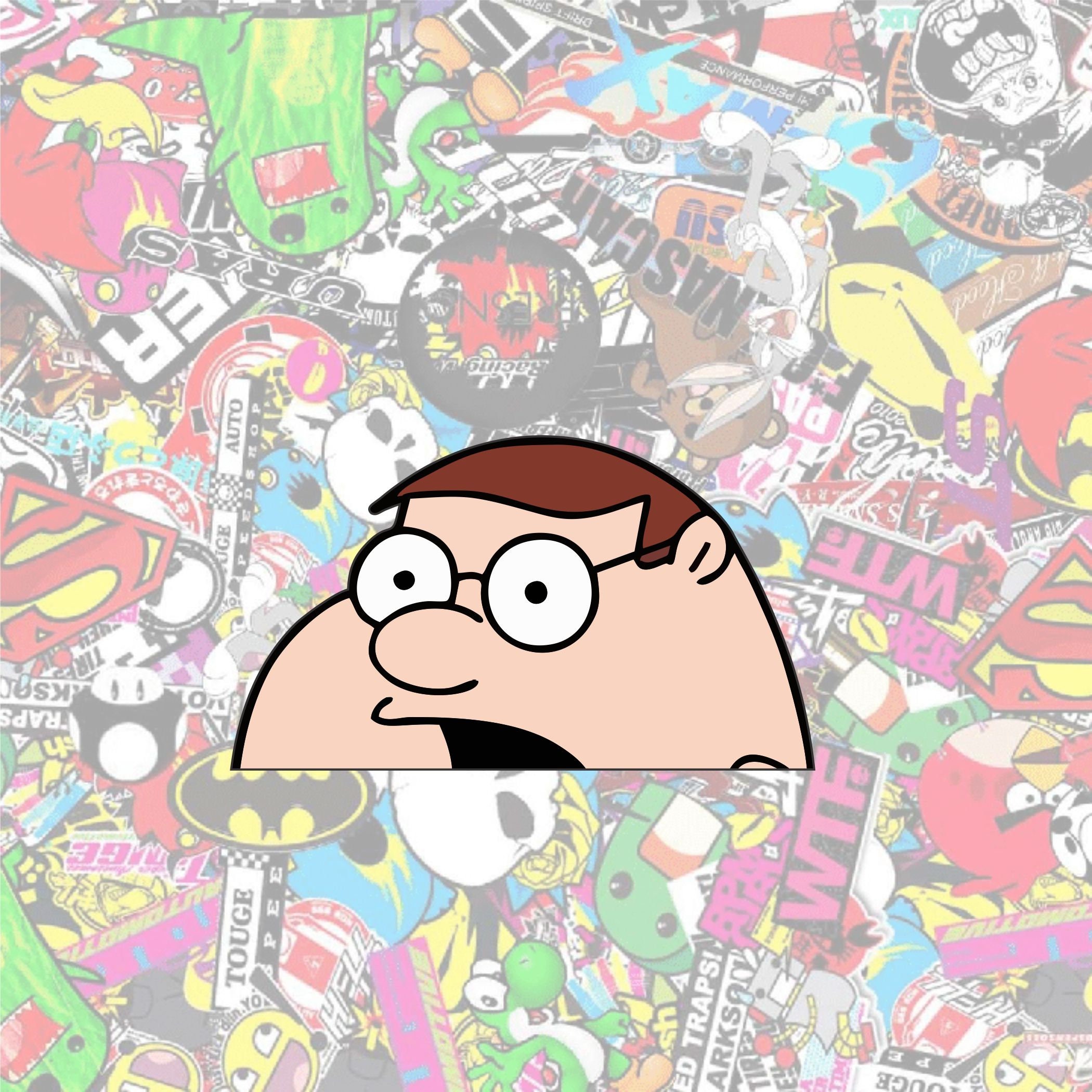 Peter Griffin Peeker Peeking Family Guy Car Decals Cartoon Memes Custom ...