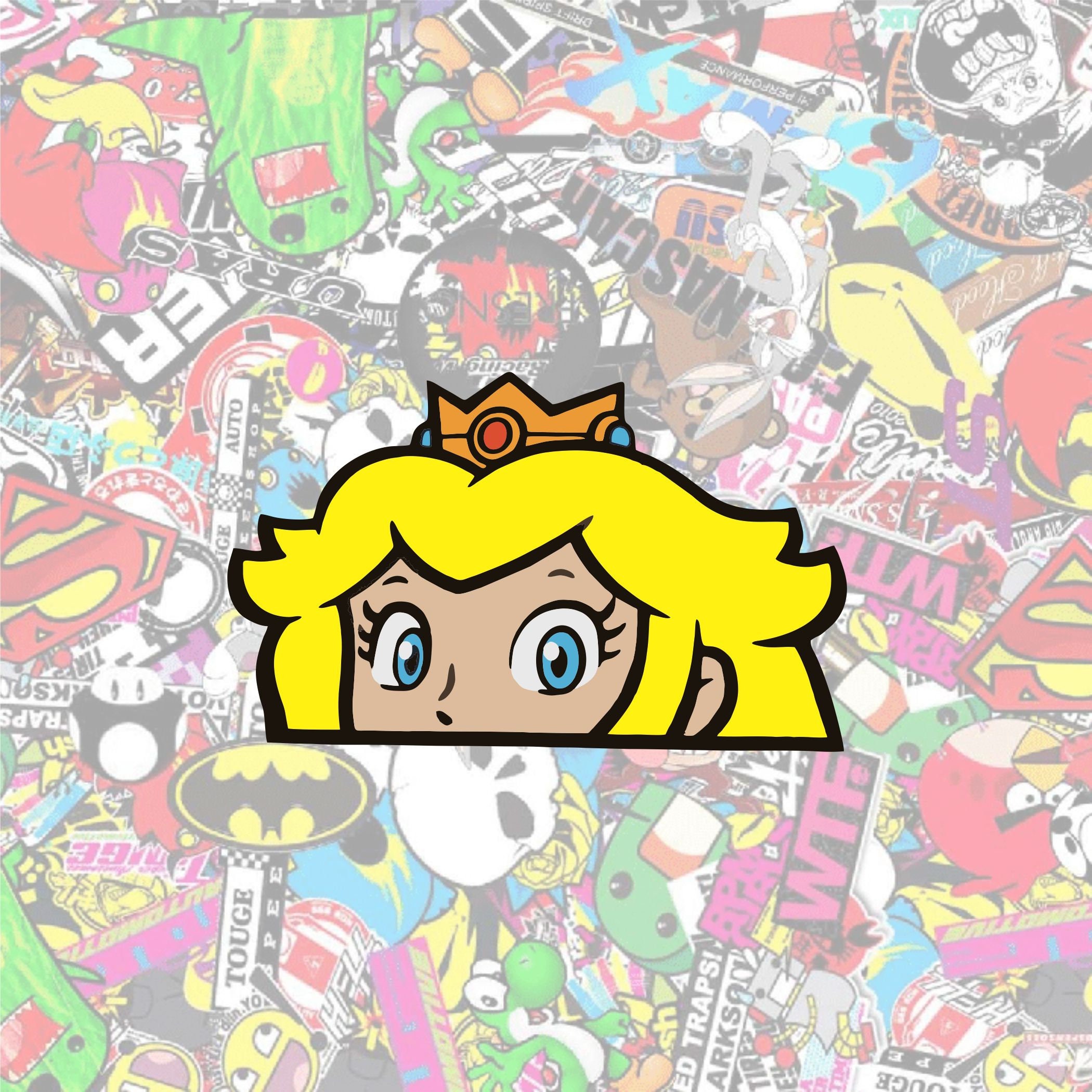 Princess Peach Peeker Peeking Super Mario Bros Car Decals - Etsy
