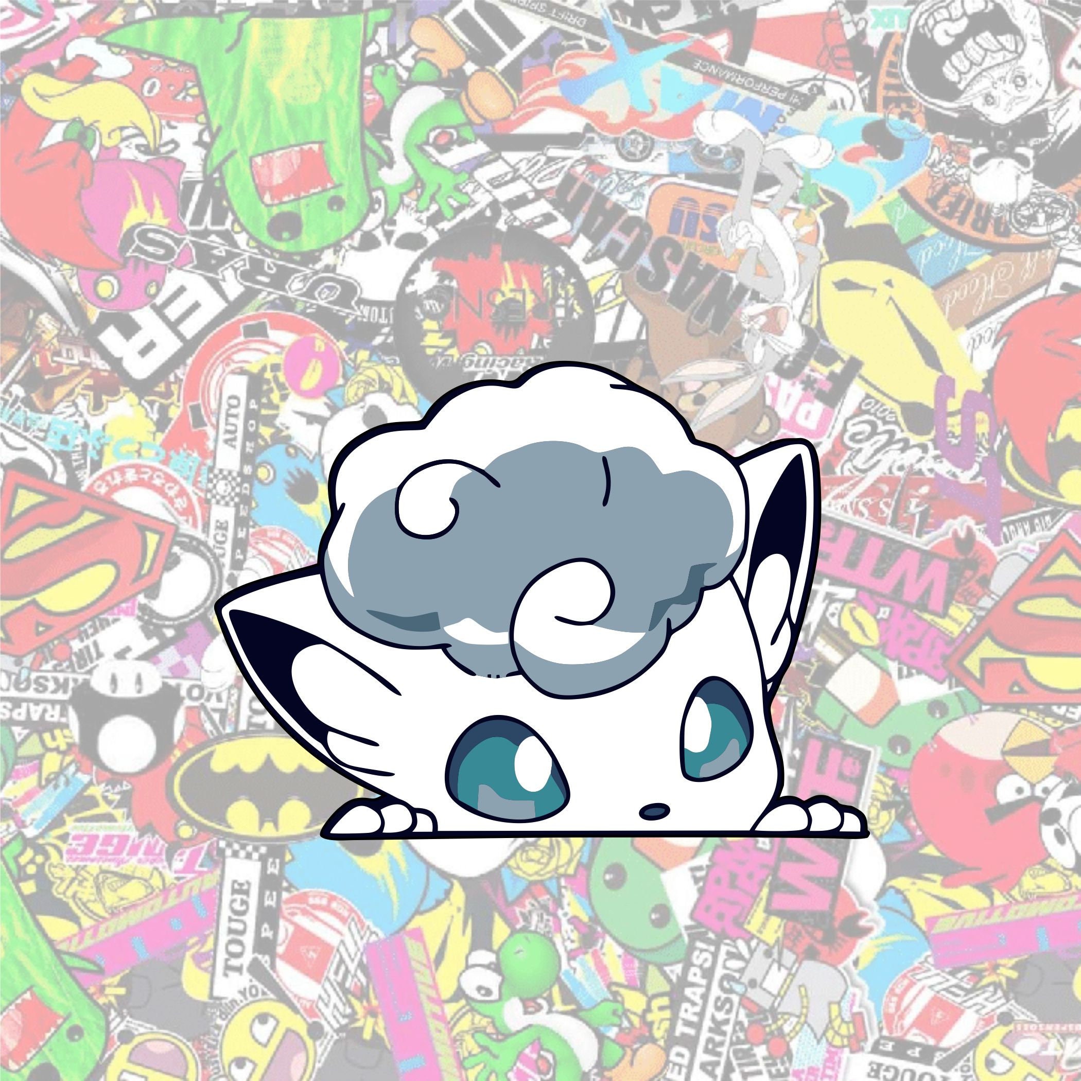 Alolan Vulpix Peeker Peeking Pokemon Cute Fox Car Decals iPhone Custom ...