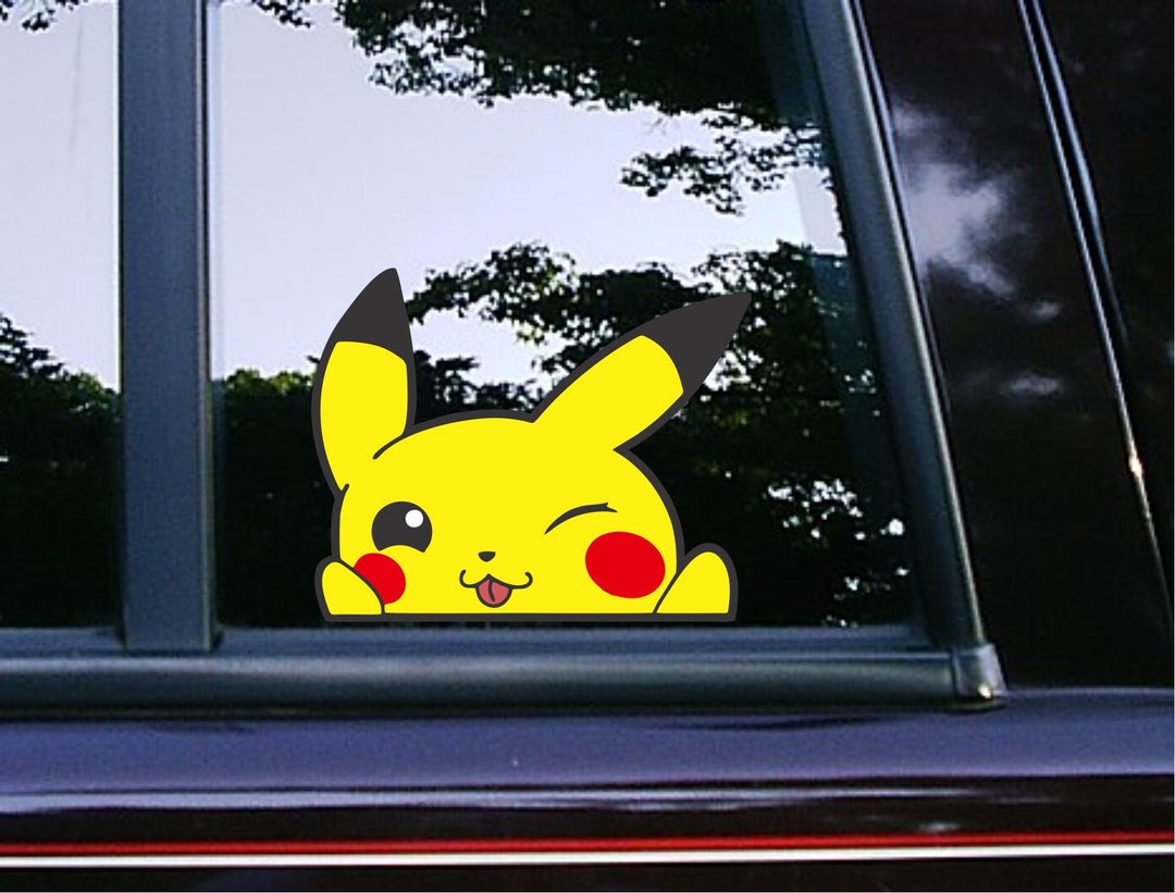 Cute Pikachu Smile Peeker Peeking Pokemon Car Decals MacBook Custom ...