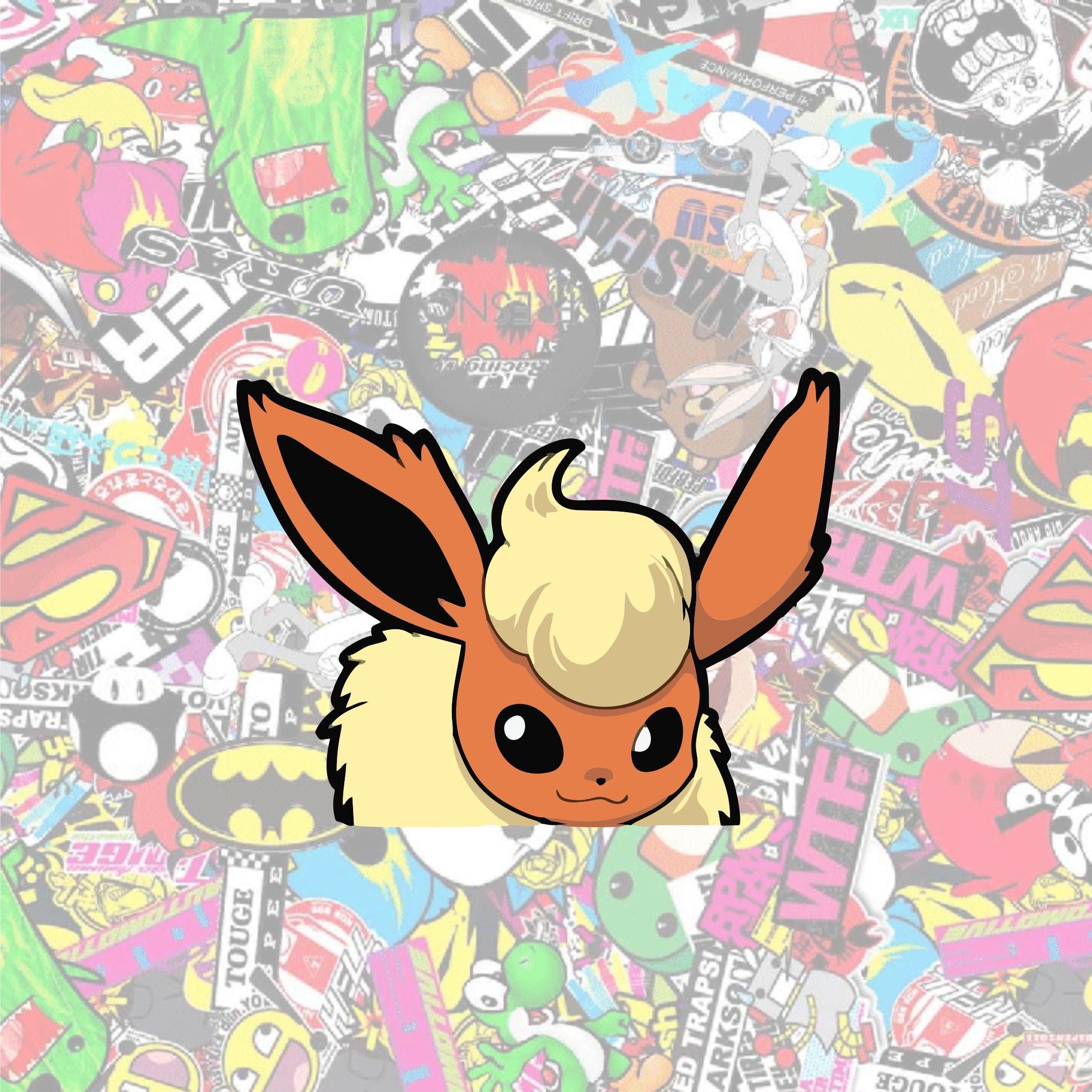 Flareon Peeker Peeking Pokemon Eevee Evolutions Car Decals Laptop ...