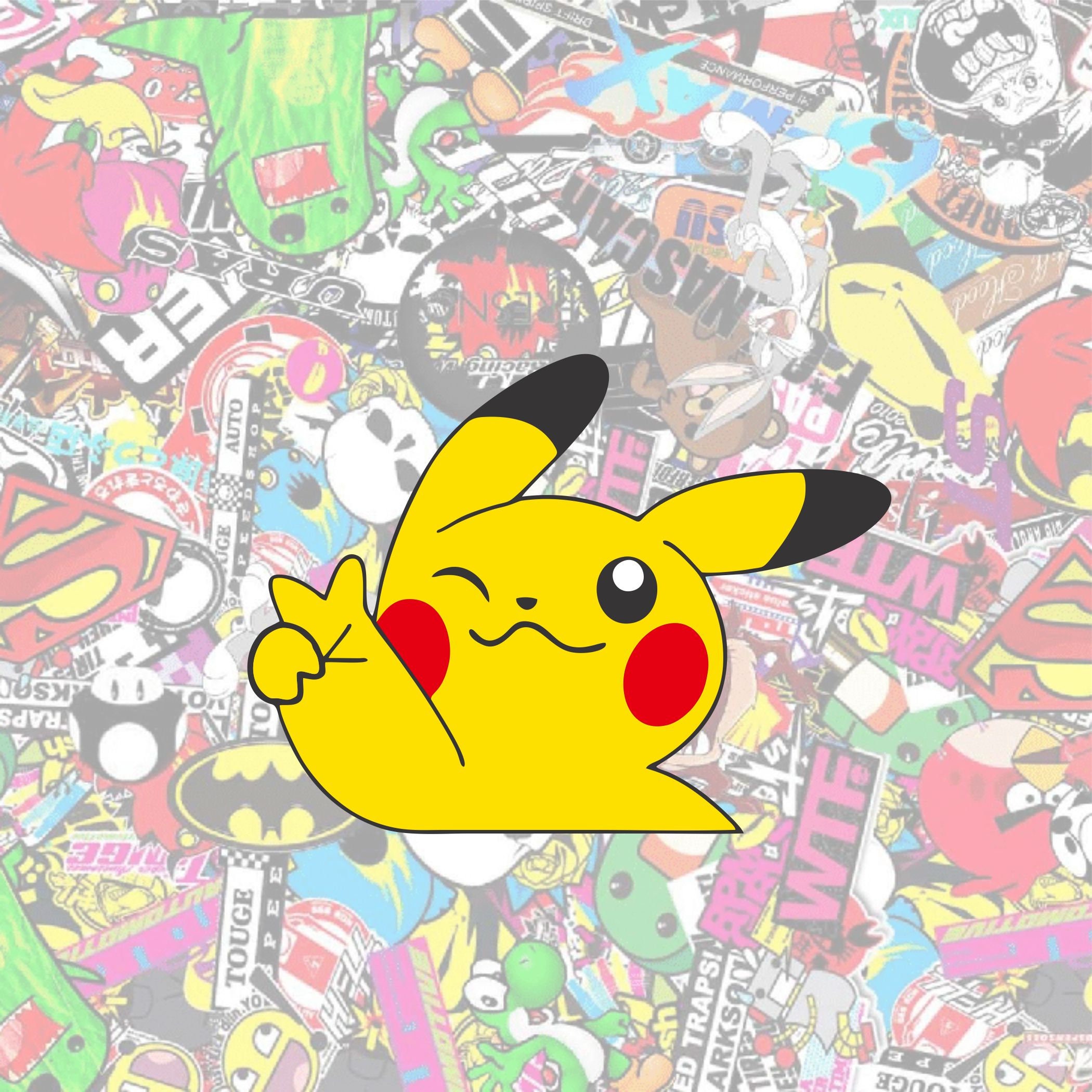 Pikachu Peace Peeker Peeking Pokemon Cute Characters Car Decals MacBook ...