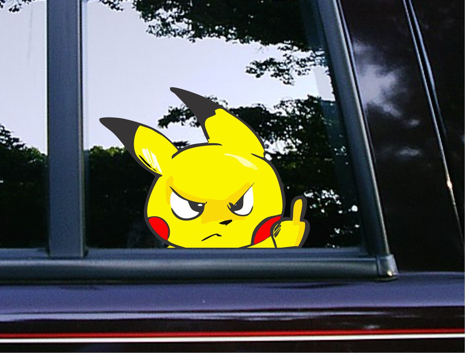 Angry Pikachu Middle Finger Peeker Peeking Anime Memes Car Decals ...