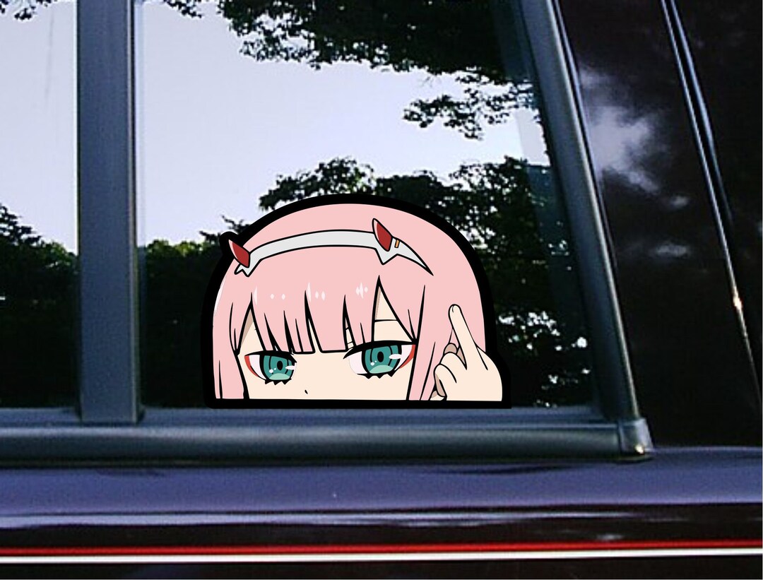 Zero Two Middle Finger Peeker Peeking Darling in the Franxx Car Decals ...