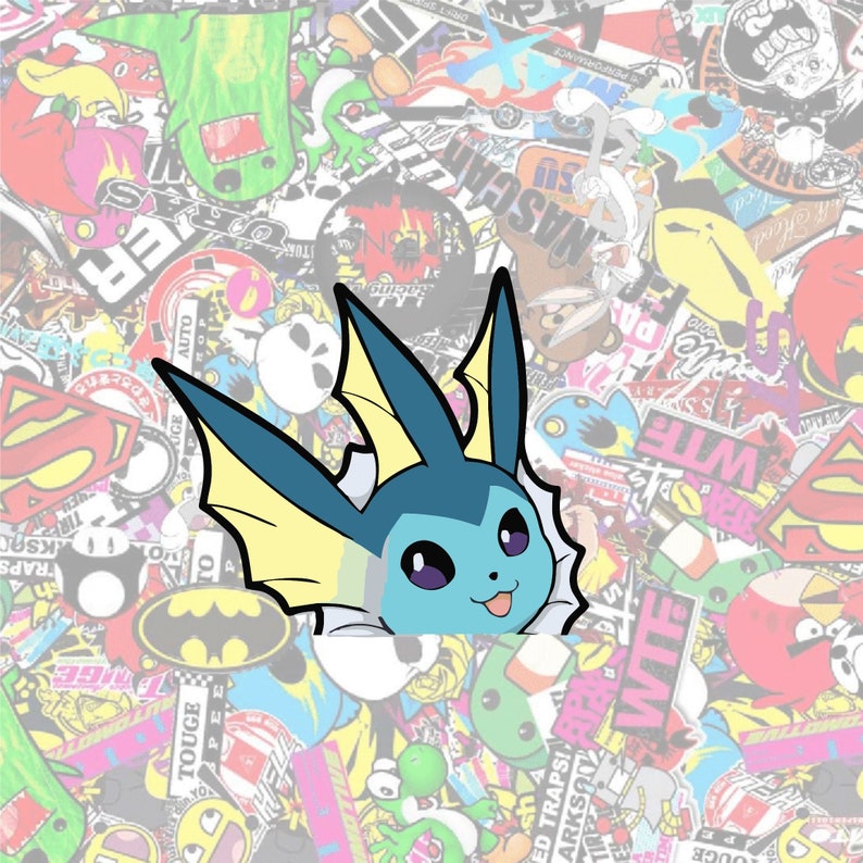 Vaporeon Peeker Peeking Water Pokemon Eevee Evolutions Car Decals ...