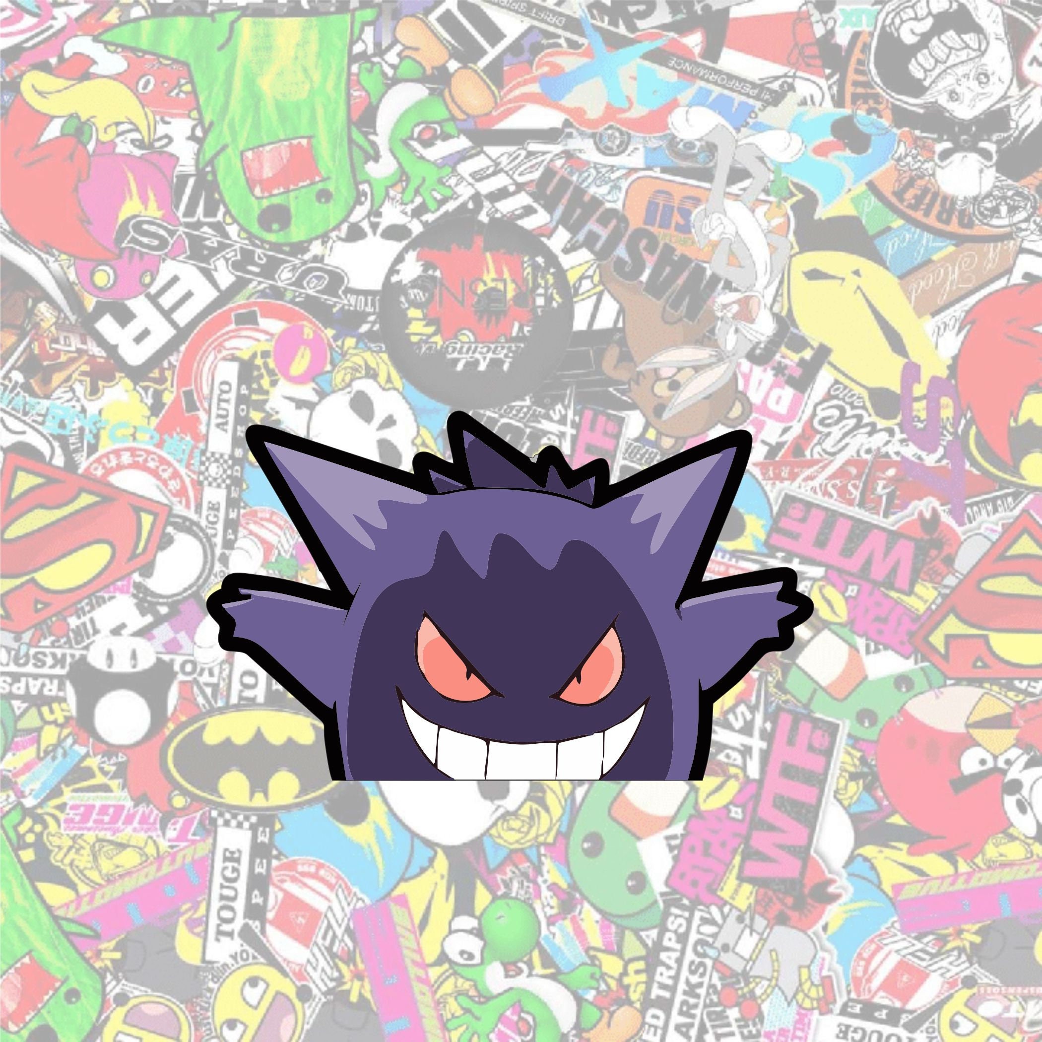 Gengar Smiling Peeker Peeking Pokemon Ghost Characters Car Decals ...