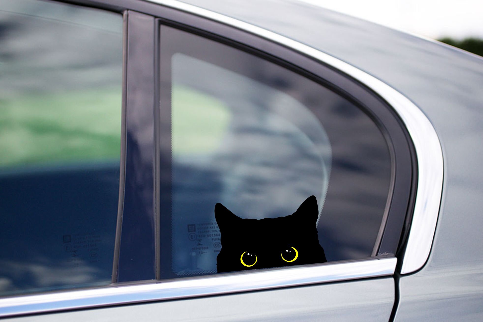 Black Cat Peeking Car Decals Choose Your Eye Color Kittens Phone iPhone ...