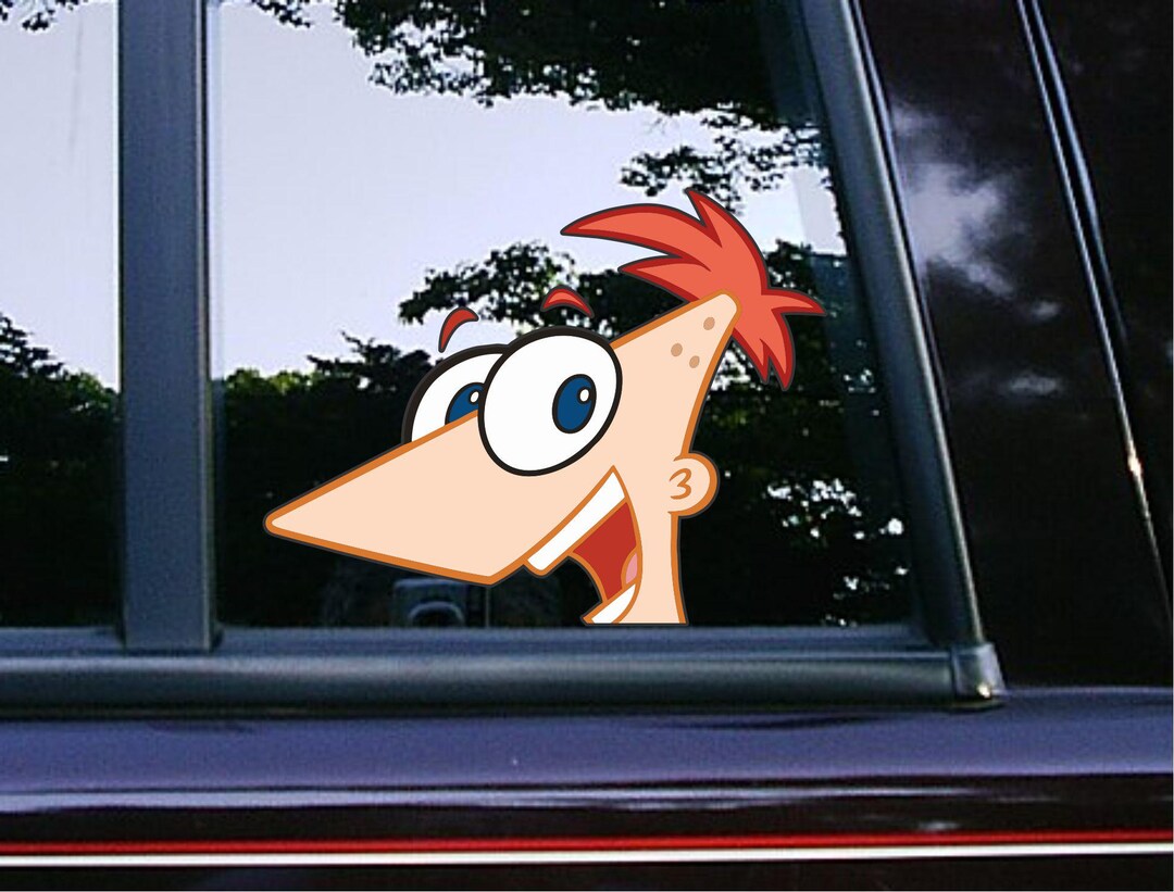 Phineas Flynn Peeker Peeking Disney Funny Cartoon Car Decals Bumpers ...