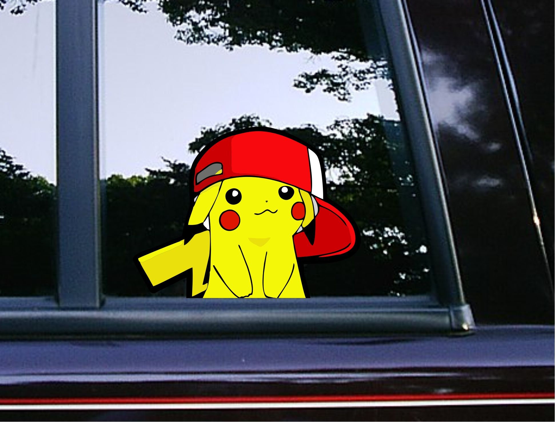 Pikachu With a Hat Peeker Peeking Anime Fun Stickers Car Decals Laptop ...