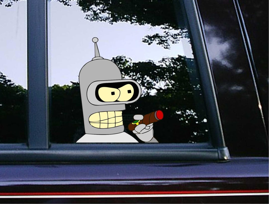 Bender Smoking Meme Peeking Peeker Funny Stickers Futurama Car Decals ...