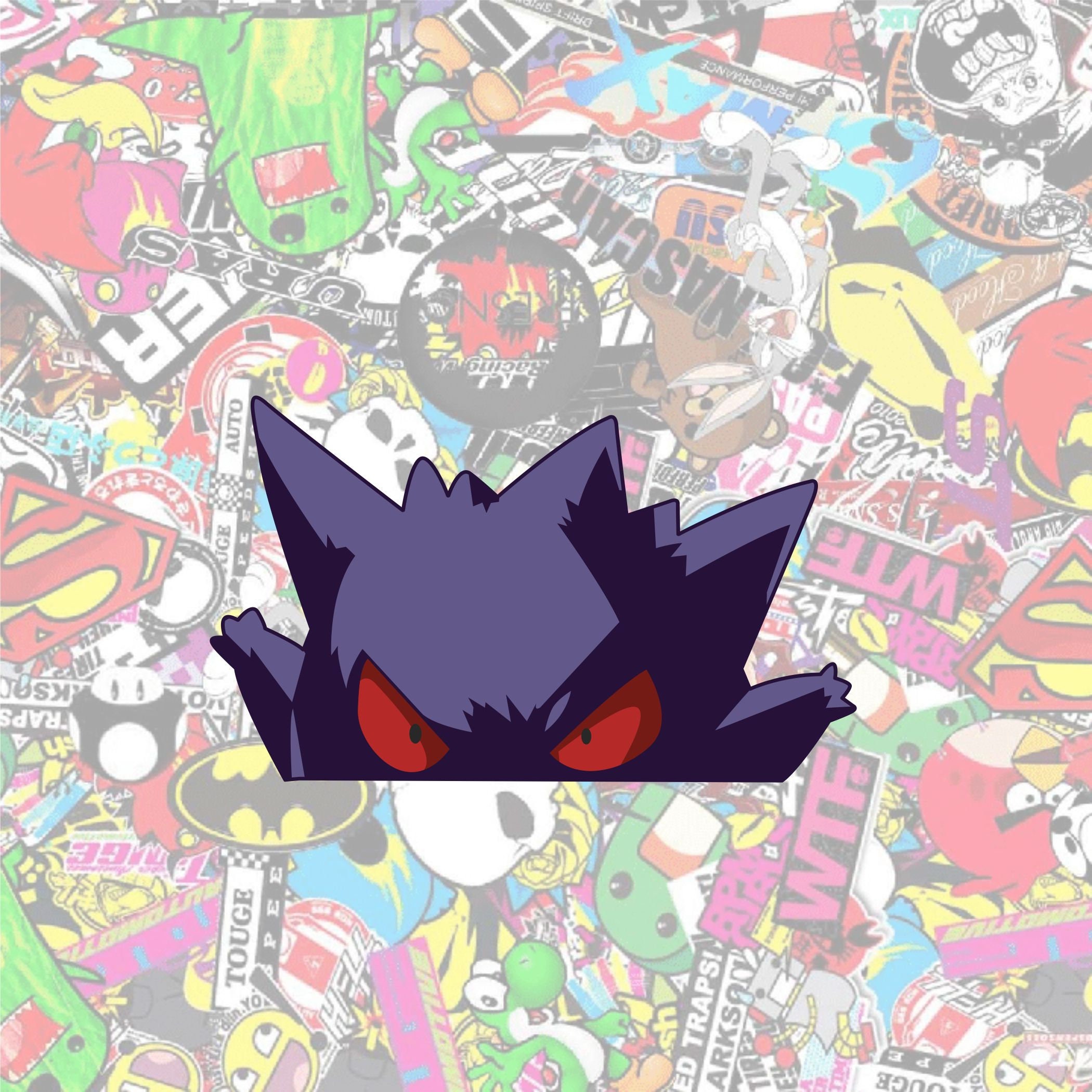 Gengar Peeker Peeking Pokemon Ghost Characters Car Decals MacBook ...