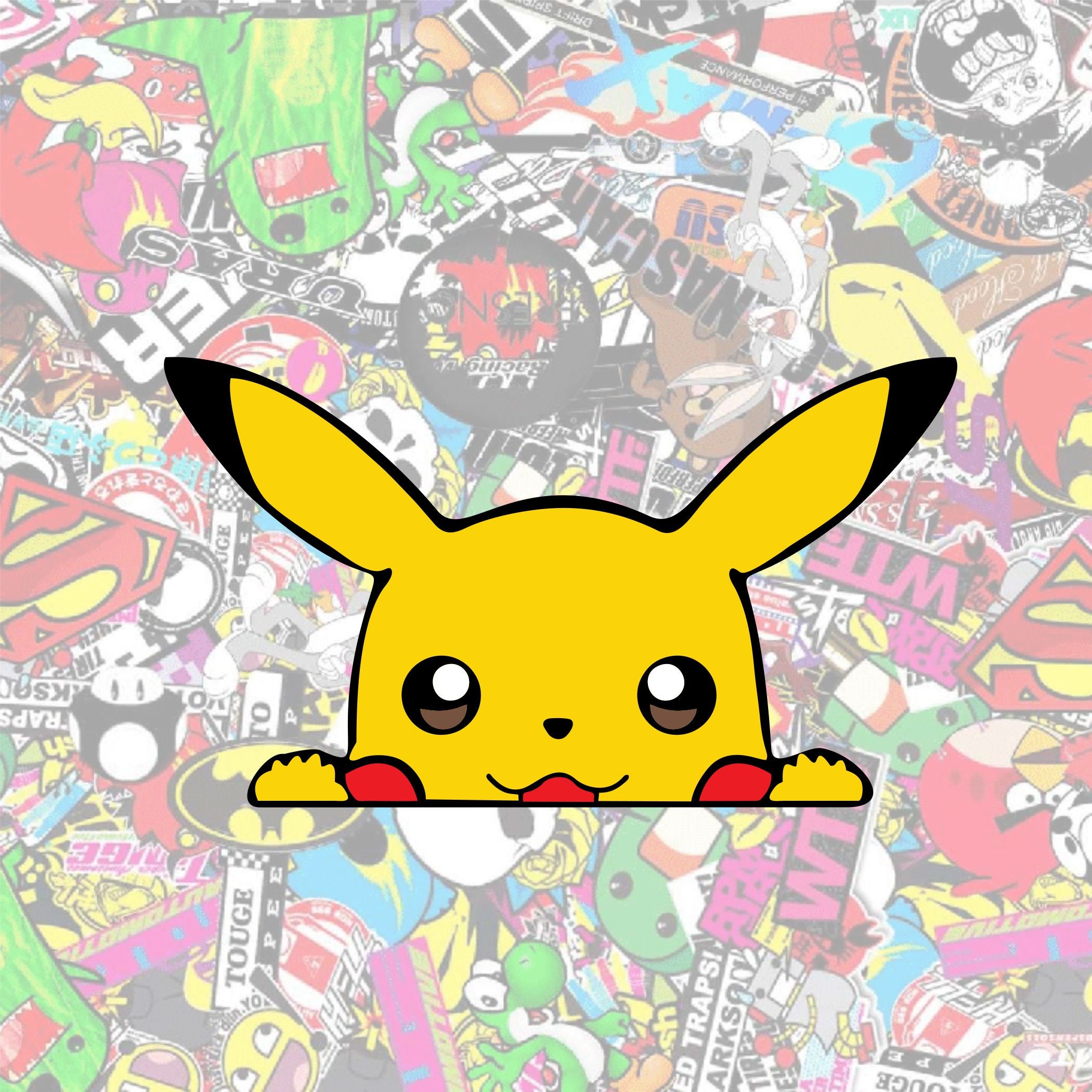 Pikachu Peeker Peeking Pokemon Cute Characters Car Decals MacBook ...