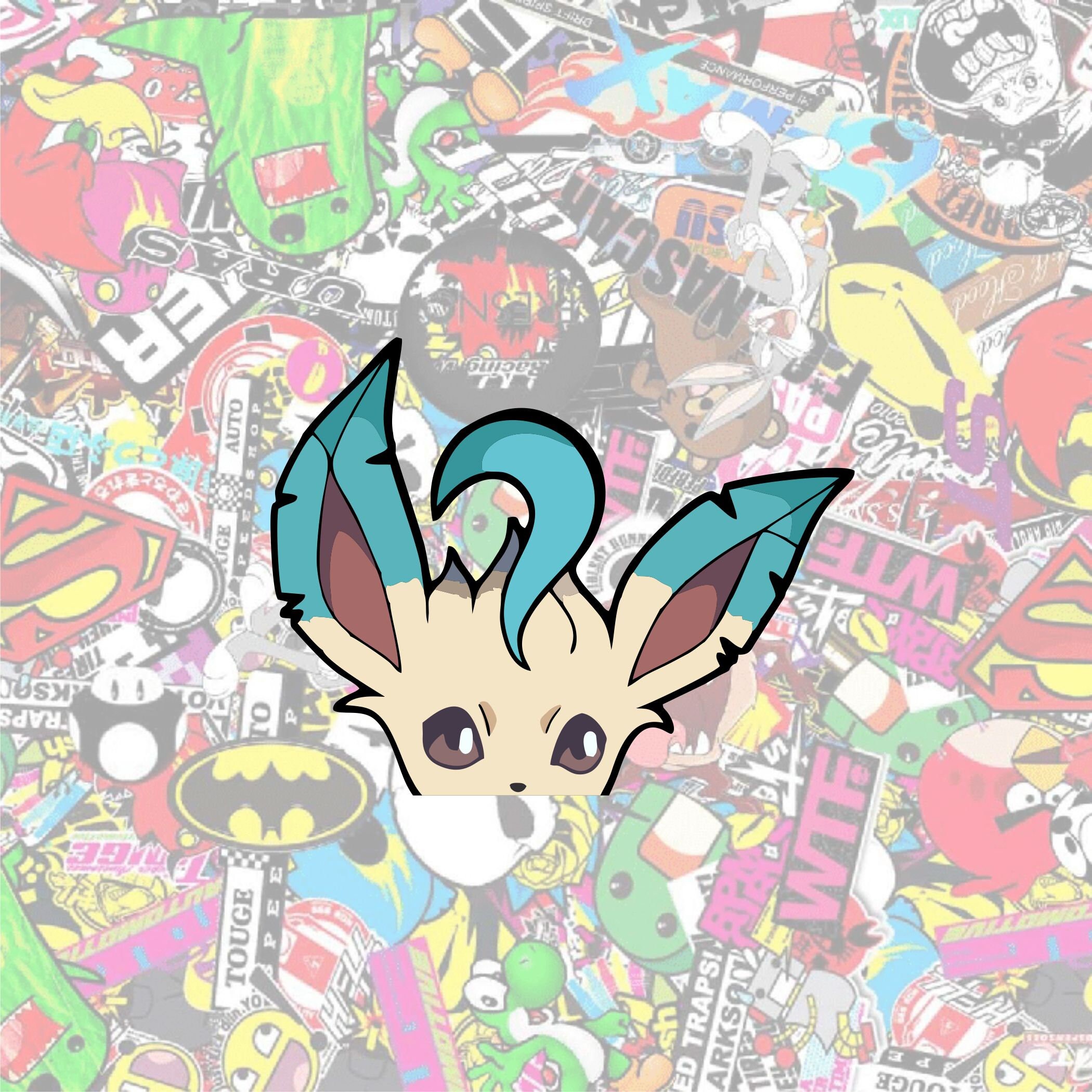 Leafeon Peeker Peeking Leaf Pokemon Eevee Evolutions Car Decals Laptop ...