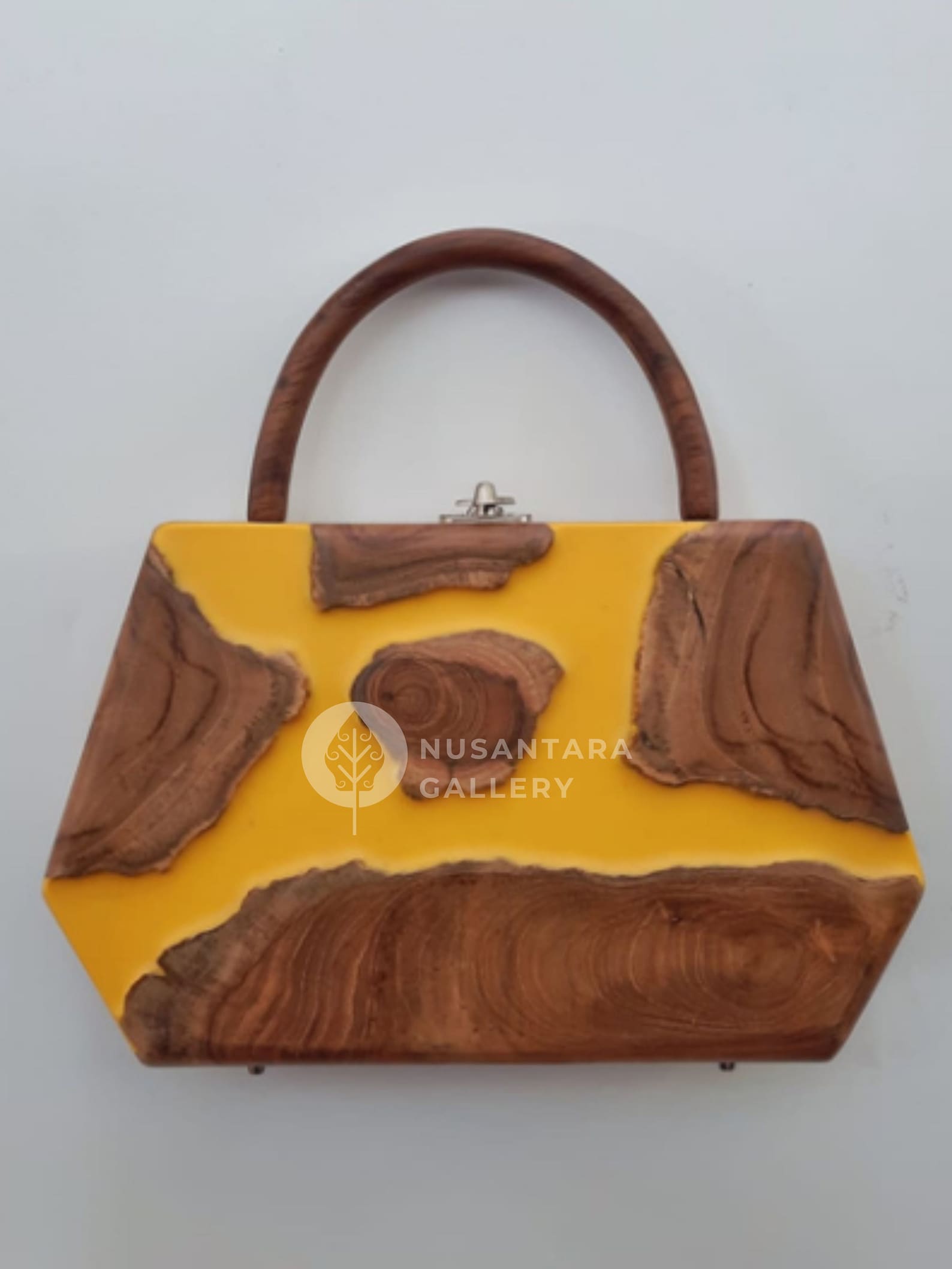 Nusantara Sienna Handmade Wooden Teakwood Handbag With Epoxy Resin ...