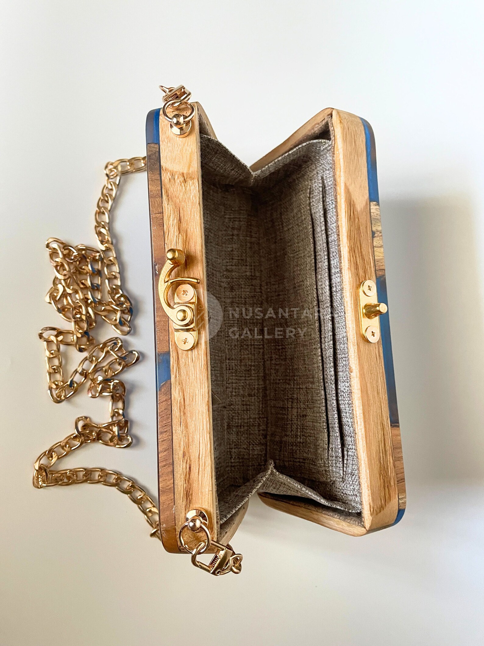 Nusantara Handmade Nami Wooden Teakwood Purse, Shoulder Cross Body ...