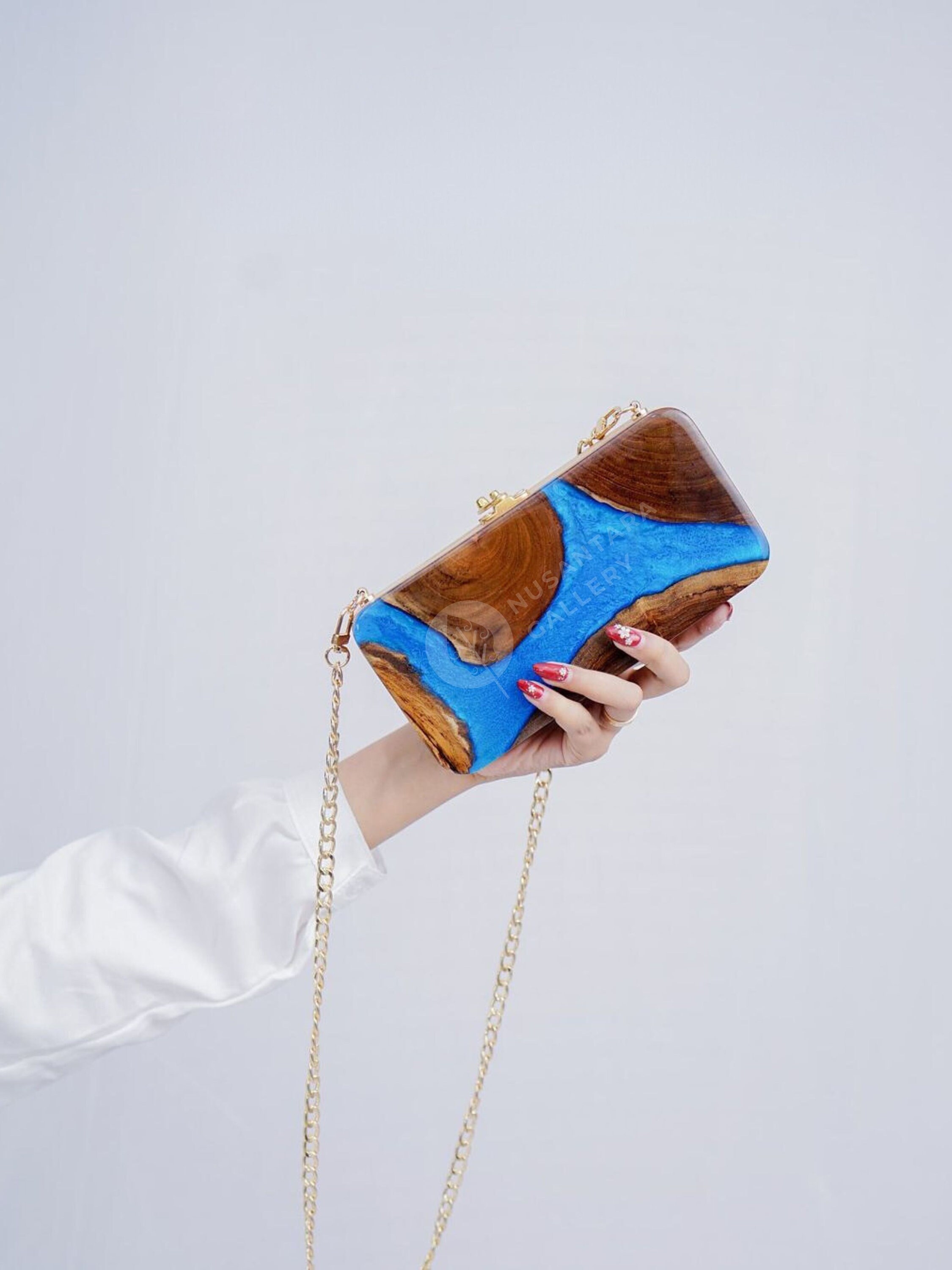 Nusantara Lucy Handmade Wooden Handbag, Mixed With Epoxy Resin ...