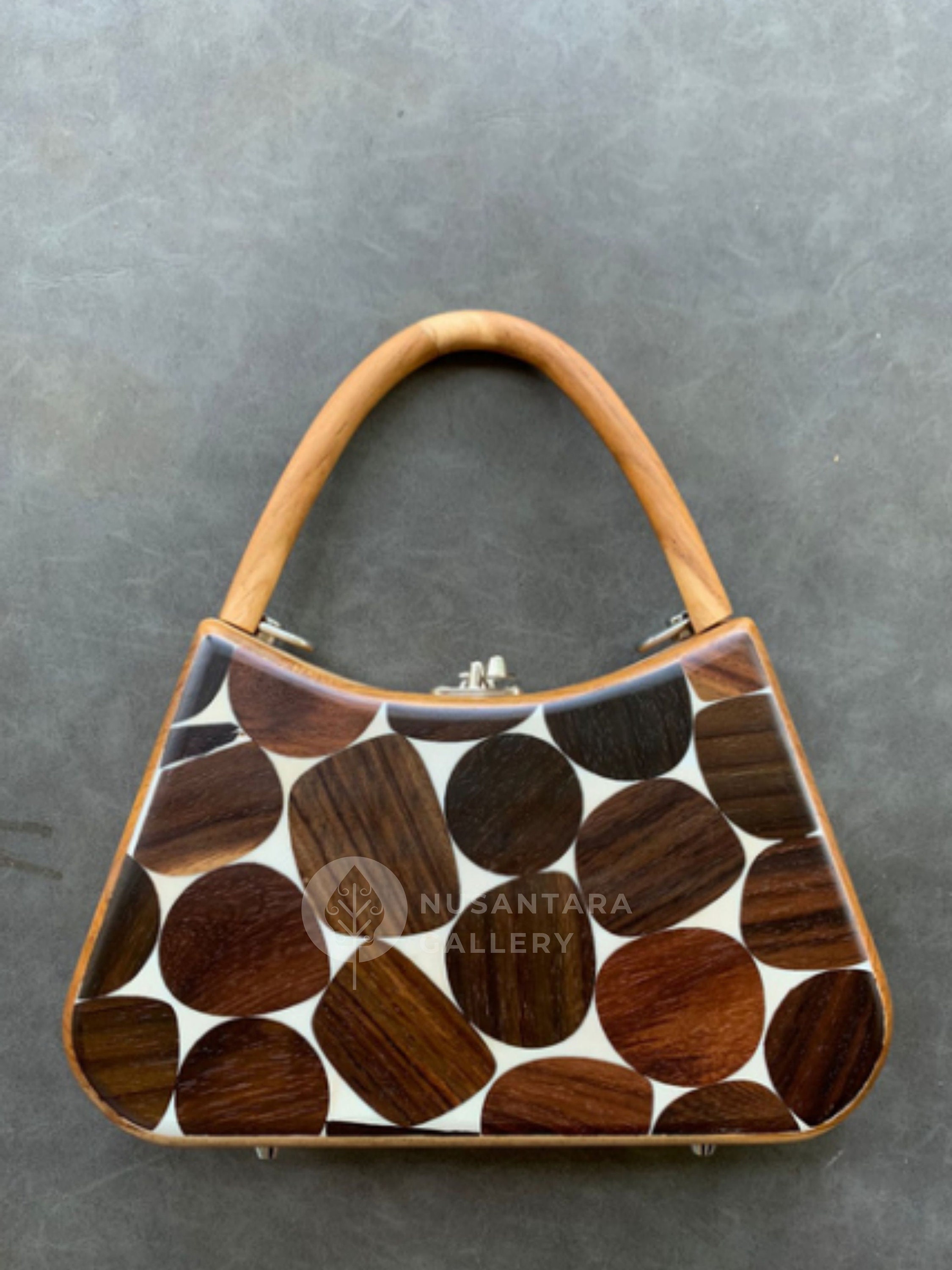 Nusantara Gala Handmade Wooden Handbag, Women Top Handle Bag With Epoxy ...