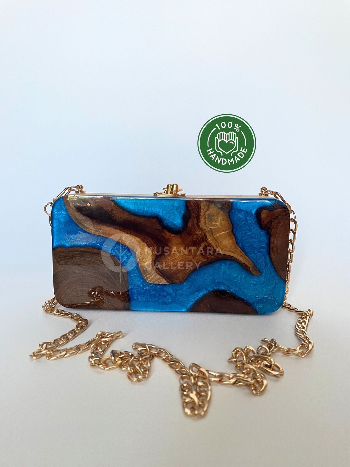 Nusantara Handmade Nami Wooden Teakwood Purse, Shoulder Cross Body ...