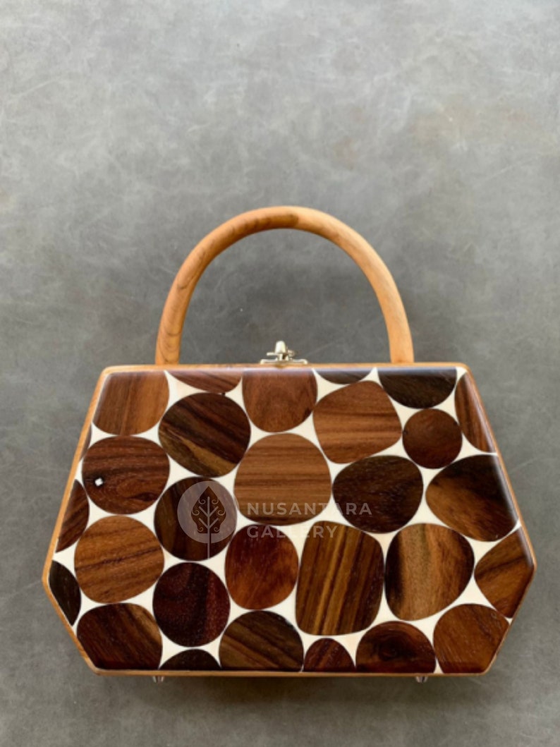 Nusantara Sienna Handmade Wooden Teakwood Handbag Mixed With Epoxy ...