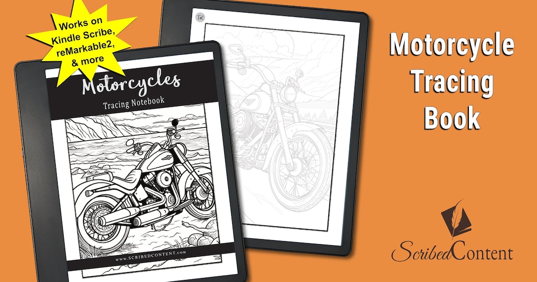 Motorcycle Tracing Book for Kindle Scribe Template PDF With Hyperlinked ...