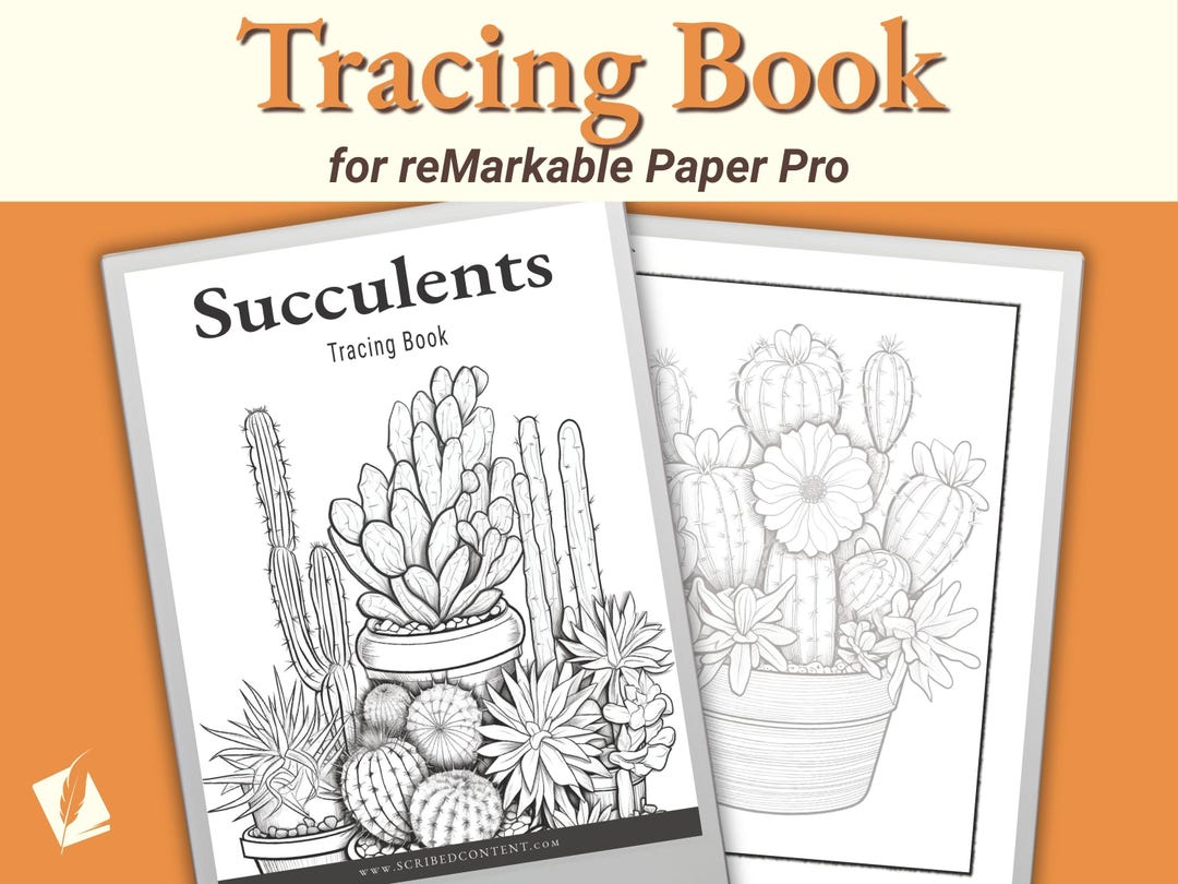 Succulents Tracing Book for Remarkable Paper Pro: 40 Cactus Art Pages ...