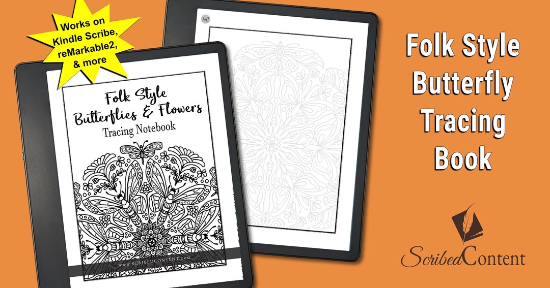 Folk Art Butterfly Tracing Book for Kindle Scribe: 40 Coloring Pages ...