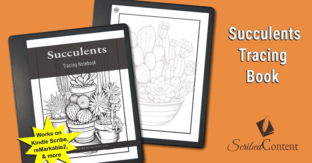Succulents Tracing Book for Kindle Scribe Template With Hyperlinks PDF ...