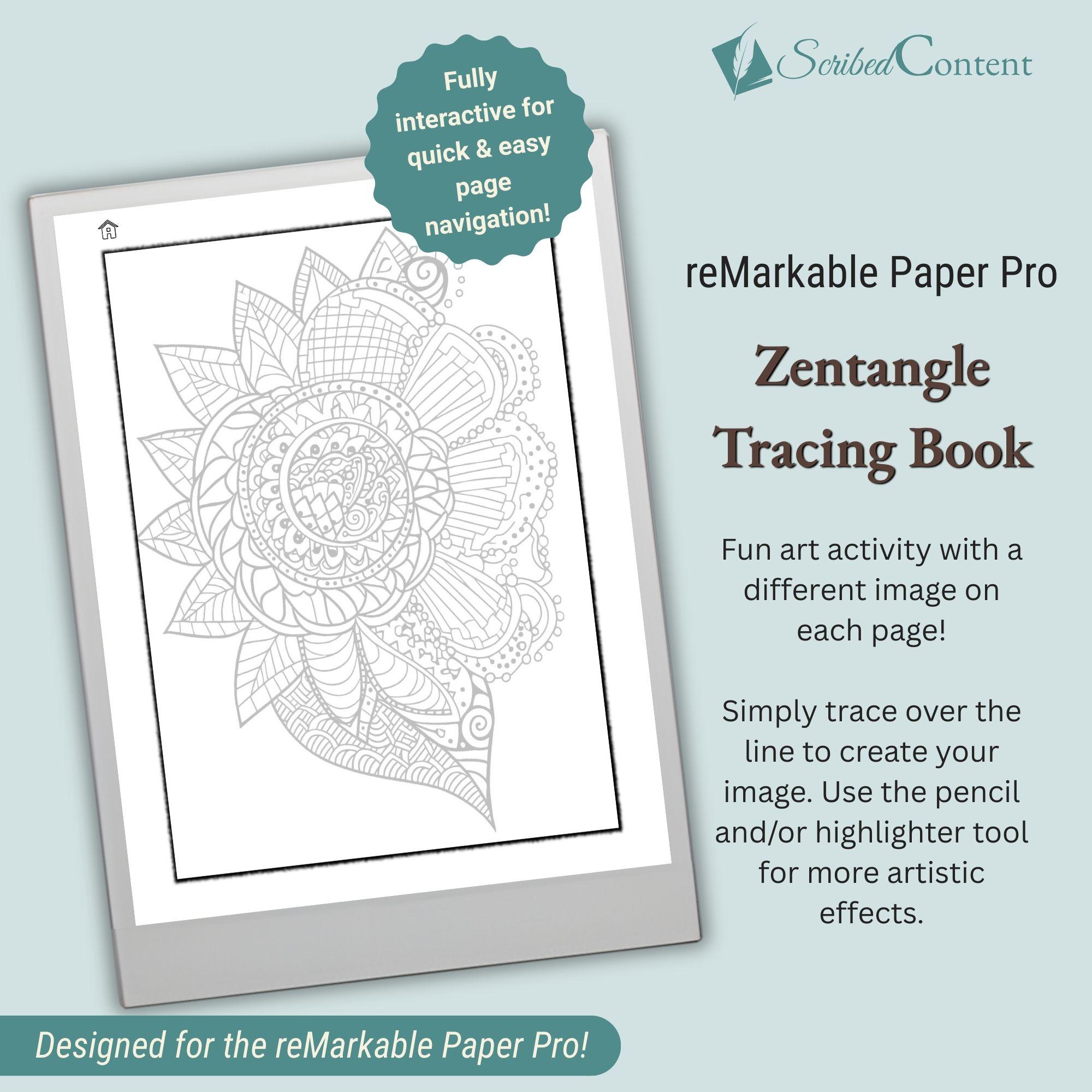 Zentangle Doodle Tracing Book for Remarkable Paper Pro (hyperlinked PDF ...