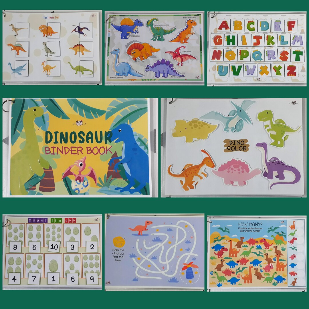 PRINTABLE DINOSAUR Binder Book, Toddler 2-6 Years Old Busy Book, Color ...