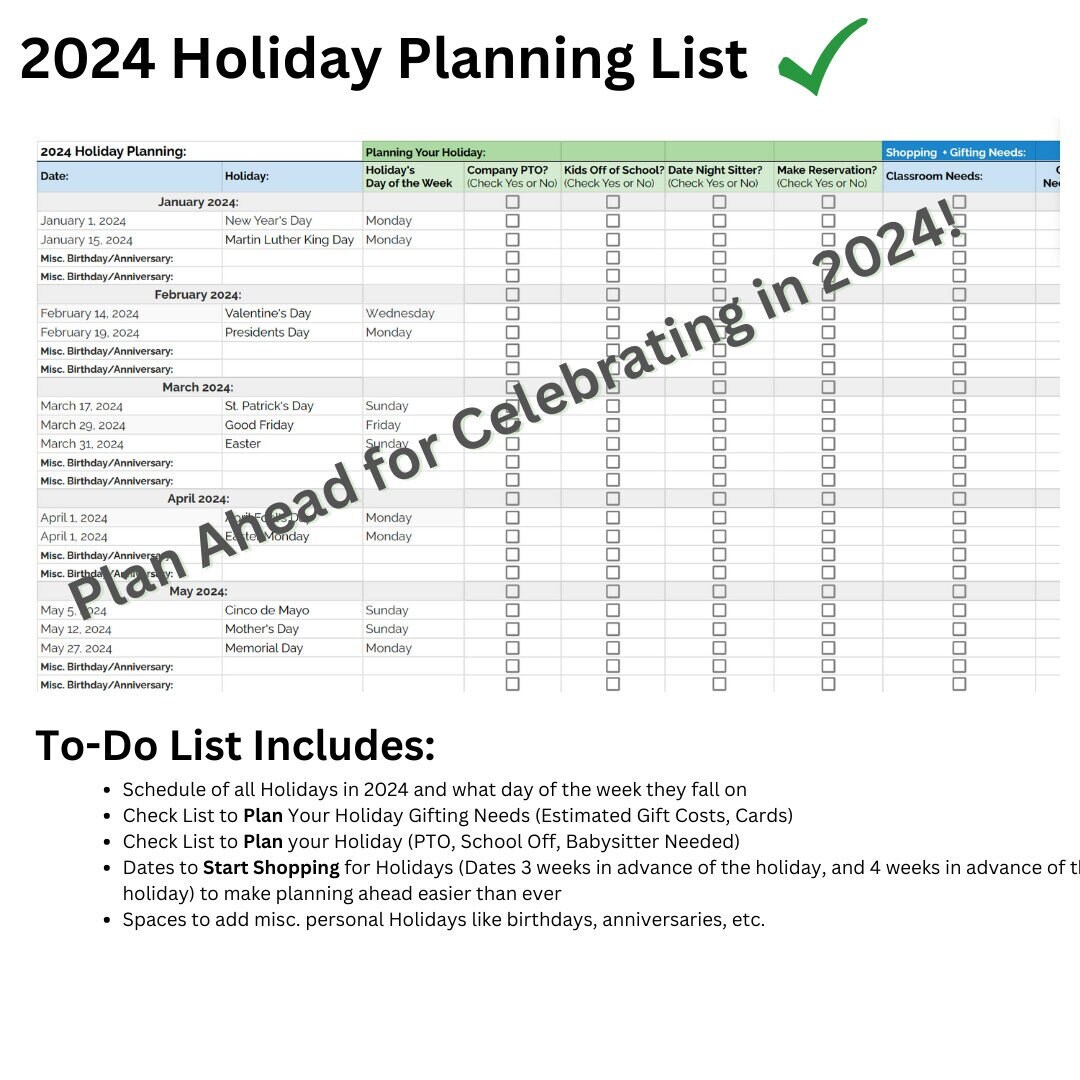 Holiday Planning 2024 Printable Digital File - Etsy